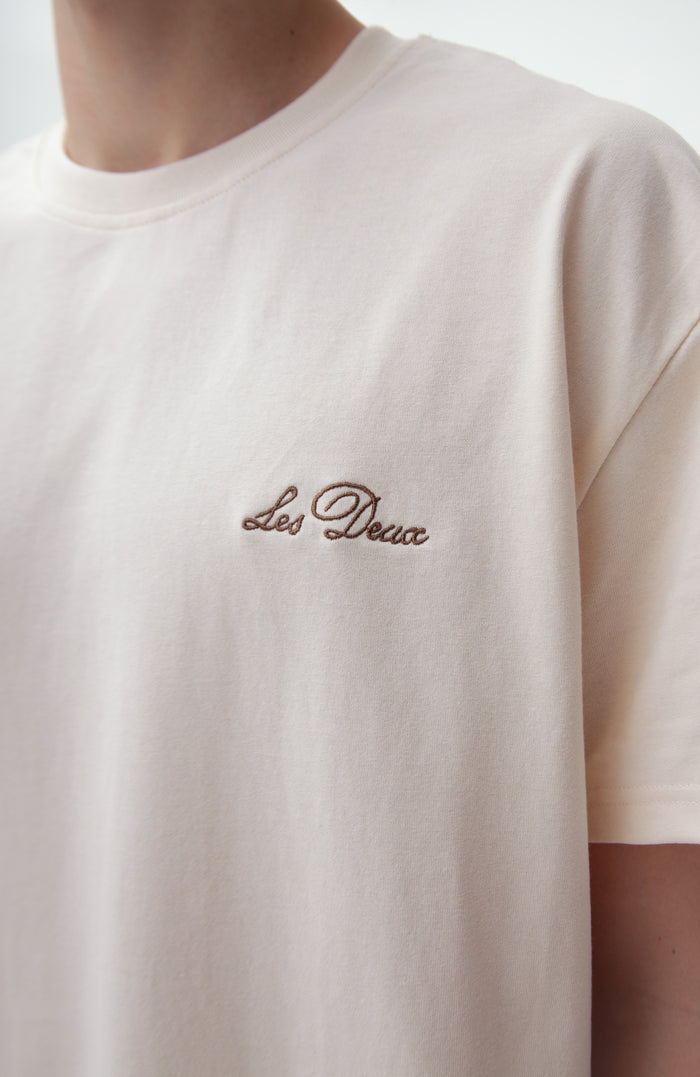 Crewneck Loose-Fit T-Shirt in Light Ivory / Walnut Monochrome Color ...