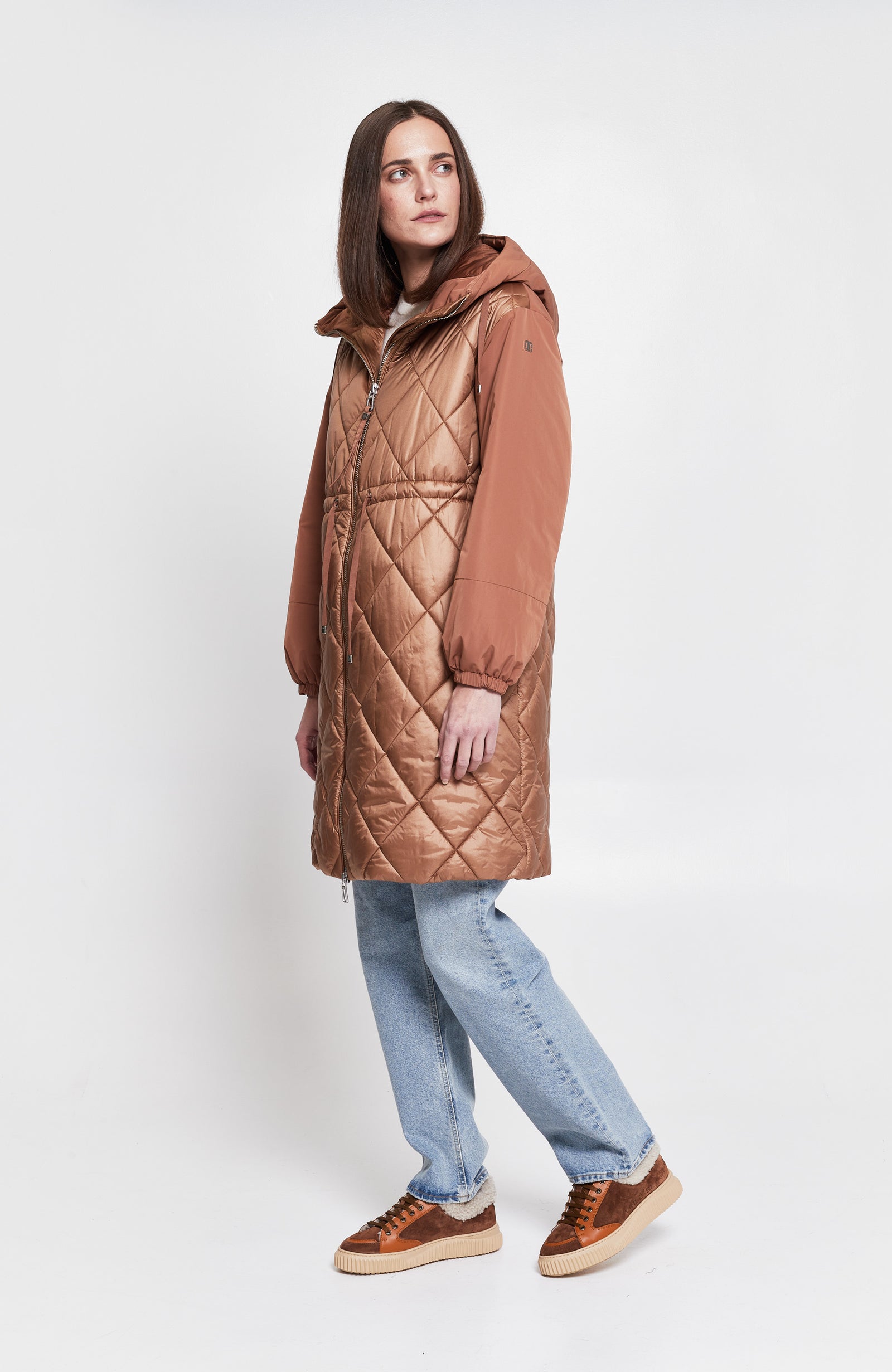 Women's Down Parka With Hood DUNO - Shop Online at BEIGE | BROWN