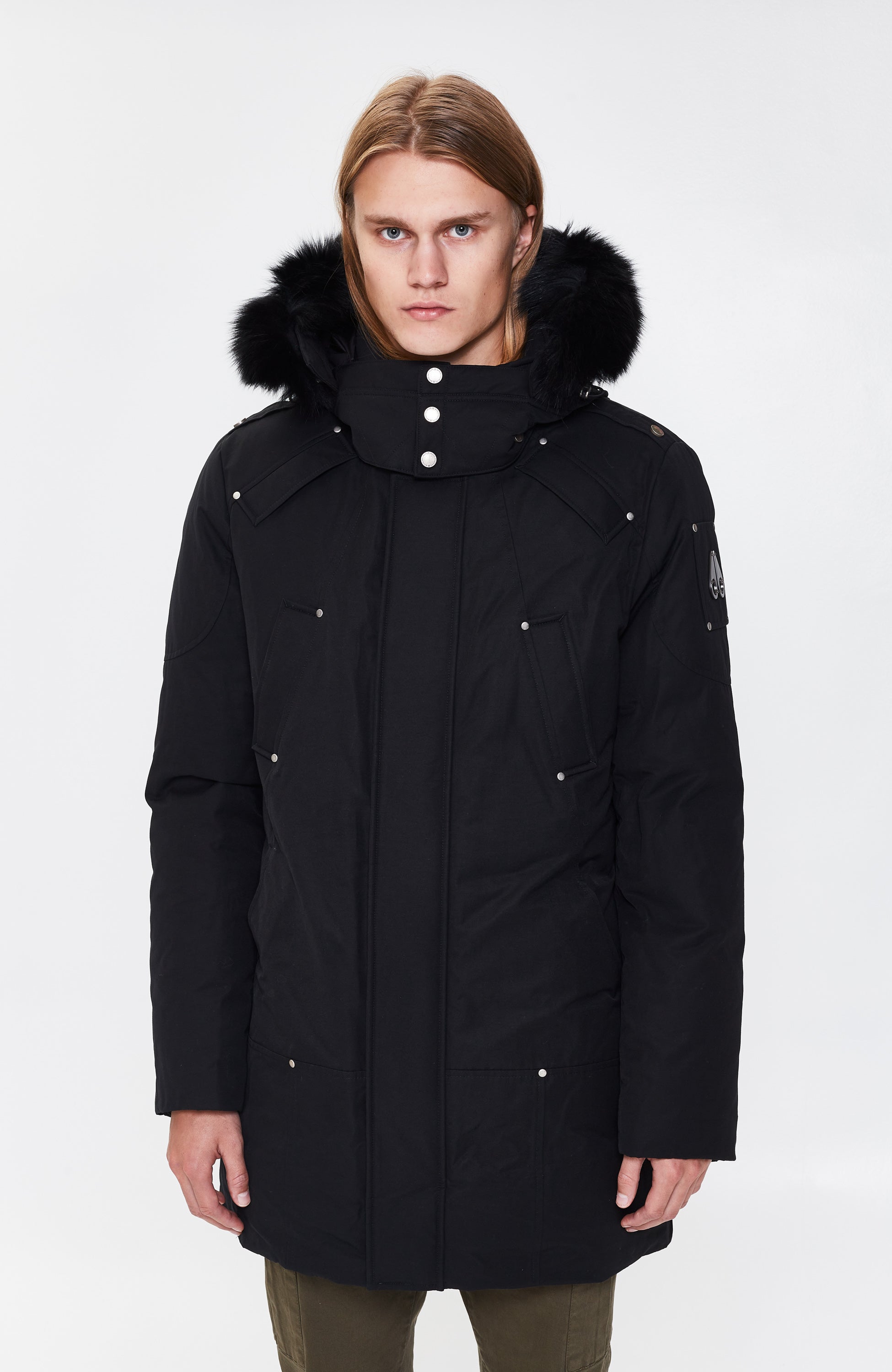 Men's Black Parka Fur Hood Moose Knuckles - Shop Online at BEIGE | BROWN
