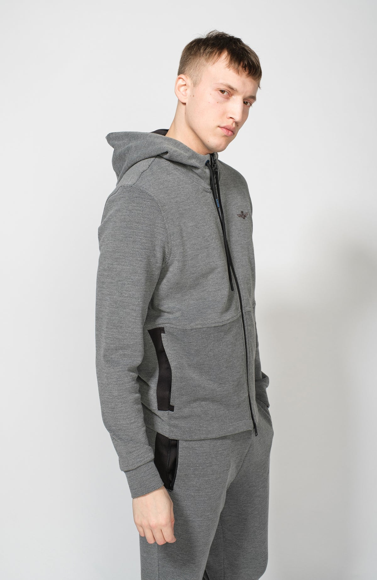 Grey Textured Hooded Tracksuit Set AERONAUTICA MILITARE